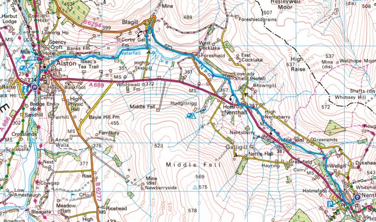 Nenthead to / from Alston - Map - Isaac's Tea Trail